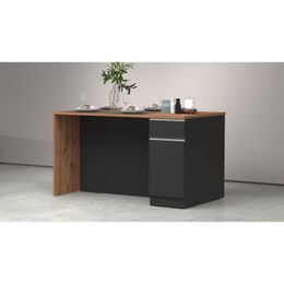KOCHSTATION K&uuml;cheninsel &raquo;Sole,Kochinsel,K&uuml;chenarbeitsblock,Inselk&uuml;che,Arbeitsinsel&laquo; Breite 160 cm mit 2 T&uuml;ren,2 Schubk&auml;sten, Aluminiumgriff grau B/H/T