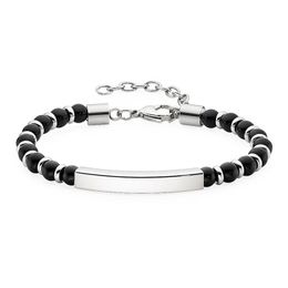 Firetti Edelstahlarmband &raquo;Schmuck Geschenk Armkette mit schwarzen Achatkugeln&laquo; mit Achat 27cm, Edelstahl