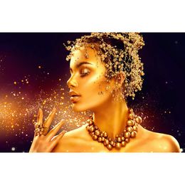 papermoon Fototapete &raquo;GOLDEN WOMAN-SCHMUCK ART DESIGN ABSTRAKT MUSTER KUNST&laquo; bunt Vlies B/L: 3,5m x 2,6m, Bahnen: 7 Stk.