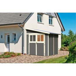 Karibu Gartenhaus &raquo;Bodensee 2&laquo; naturbelassen oder terragrau grau Holzwerkstoff ohne Fu&szlig;boden