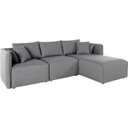 OTTO home Ecksofa &raquo;N&ouml;re L-Form&laquo; 3 Teile, in vielen Bezugsqualit&auml;ten und Farben. Modulteile s. "N&ouml;re" grau Samtoptik (100% Polyester);Struktur (100% 