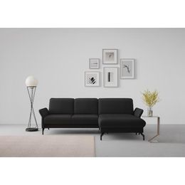 Sit & More sit&more Ecksofa &raquo;Fashion L-Form&laquo; wahlweise mit Kopfteilverstellung und Vorziehsitz, motorisch schwarz B/H/T: 253cm x 84cm x 165cm, Luxus-Microfaser 