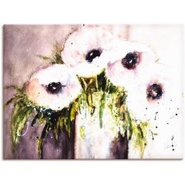 Artland Leinwandbild &raquo;Lila Mohn in Vase&laquo; Blumen 1 Stk. tlg. auf Holzrahmen gespannt lila Leinwand B/H/T: 40cm x 30cm, Leinwandbild Blumen, 1 Stk.