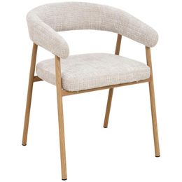 Livetastic Armlehnstuhl, Eiche, Beige, Holz, Metall, Textil, Pappel, Sperrholz, Rundrohr, 56x77x58 cm, Esszimmer, St&uuml;hle, Esszimmerst&uuml;hle, Armlehnenst&uuml;hle