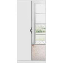 Rauch Kleiderschrank &raquo;Freiham Dreht&uuml;renschrank Schrank Garderobenschrank Breite 91cm&laquo; Schlafzimmerschrank mit Spiegel und Griffmulden BESTSELLER wei&szlig; 