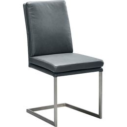 K+w Komfort & Wohnen K+W Komfort & Wohnen Esszimmerstuhl &raquo;Freischwinger, Lederstuhl&laquo; () stabiles Hochkantrohr, Untergestell in Edelstahloptik oder schwarz blau B/H/T: 47cm