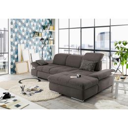set one by Musterring Ecksofa &raquo;SO4100 V&laquo; mit verstellbaren Kopfteilen, wahlweise mit Funktionen, Cord-Bezug braun B/H/T: 284cm x 80cm x 190cm, Luxus-
