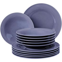 Seltmann Weiden Tafelservice &raquo;Teller Set, Geschirr-Set Beat&laquo; mit Rillendekor, 12 Teile, f&uuml;r 6 Personen blau Porzellan 12