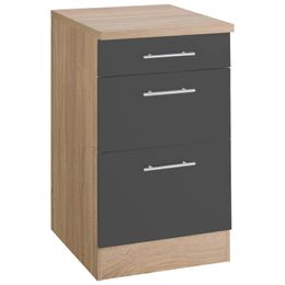 Optifit Unterschrank &raquo;Kalmar&laquo;, Breite 50 cm grau Eiche-hell s&auml;gerau, B/H/T: 50cm x 85cm x 60cm, Schubladen: 3 Stk.