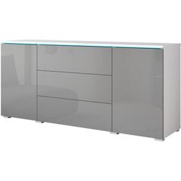 Home Affaire Sideboard &raquo;VERA, grifflos&laquo; verstellbare Einlegeb&ouml;den, Wahlweise mit oder ohne Beleuchtung wei&szlig; B/H/T: 150cm x 67,9cm x 39,5cm, ohne 