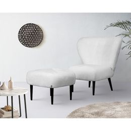 LeGer Home by Lena Gercke Sessel &raquo;Dinah&laquo; Knopfheftung im R&uuml;cken, wahlweise mit oder ohne Hocker wei&szlig; 100% Polyester Chenille-Struktur,mit Hocker, B/H/