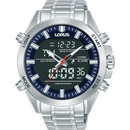 Lorus Herren Lorus Digitaluhr Quarzuhr, Armbanduhr, Herrenuhr, Edelstahlarmband, digital, analog silber Einheitsgr&ouml;&szlig;e