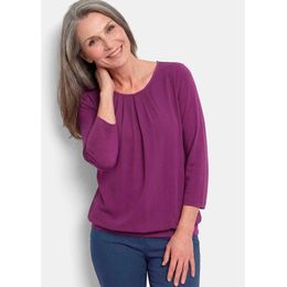 GOLDNER Chiffon-Shirt mit 3/4-Arm, Rundhals in beere | Gr.: 38