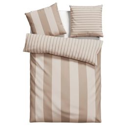 OTTO home Bettw&auml;sche &raquo;Sari in verschiedenen Qualit&auml;ten&laquo; 2 Stk. ab Gr. 135x200 cm, Wendedesign, moderne Bettw&auml;sche mit Streifen beige Flanell, 