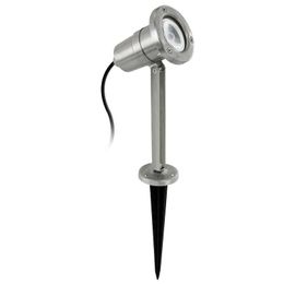Eglo LED Pollerleuchte &raquo;NEMA Erdspie&szlig;, Strahler, Au&szlig;enbeleuchtung, silber, GU10, IP54&laquo; GU10 Warmwei&szlig; Bodenspie&szlig;, Leuchtenspot verstellbar, Garten, 
