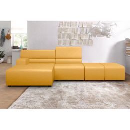 Egoitaliano Ecksofa &raquo;Babouche, Designsofa mit au&szlig;ergew&ouml;hnlichem Sitzkomfort zum Wohlf&uuml;hlen&laquo; gelb Leder &raquo;BULL&laquo; (echtes Rindsleder). Geschliffenes, pigmentiertes 