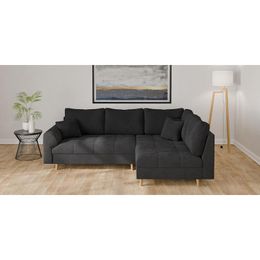 Home Affaire Ecksofa &raquo;CHARRE L-Form mit Ottomane, Ma&szlig;e B/T/H: 231/161/81 cm&laquo; feine Steppung, lose R&uuml;cken- und Zierkissen, auch in Cord und Boucl&eacute; grau