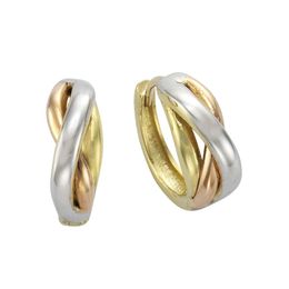 Firetti Damen Paar Creolen &raquo;Schmuck Geschenk Gold 333 tricolor&laquo; rosa 15,5mm, Gelbgold 333