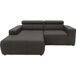 DOMO collection Ecksofa &raquo;BRANDON inkl. Kopfteilverstellung, 214x100x80 cm, L-Form&laquo; Mit Kopfteilverstellung, auch in Leder und Cord, L-Form grau Luxus-
