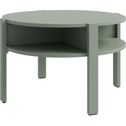 FORTE Beistelltisch &raquo;Tobago, runder Couchtisch mit 4 Ablagef&auml;chern, B/H/T 74,4/45,5/74,4 cm&laquo; Durchmesser ca. 74,5 cm gr&uuml;n B/H/T: 74,4cm x 45,5cm x 