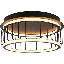 Searchlight Deckenleuchte &raquo;Circolo Cage Flush - Black Metal & White Silicon&laquo; LED-Modul 1 Stk. Warmwei&szlig; schwarz 1, &Oslash; 40cm H: 17,5cm, 1 Stk.