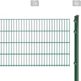 Arvotec Doppelstabmattenzaun &raquo;EXCLUSIVE 83 zum Einbetonieren&laquo; Zaunh&ouml;he 83 cm, Zaunl&auml;nge 2 - 60 m gr&uuml;n Kunststoff, Stahl H/L: 83cm x 14m, Pfosten: 8 Stk.