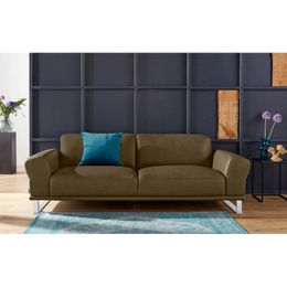 W.Schillig 2,5-Sitzer &raquo;montanaa&laquo; mit Metallkufen in Chrom gl&auml;nzend, Breite 232 cm gr&uuml;n B/H/T: 232cm x 78cm x 94cm, Longlife Xtra-Leder Z69