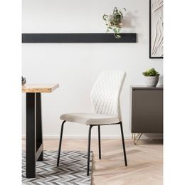 Salesfever 4-Fu&szlig;stuhl &raquo;Esszimmerstuhl mit elegantem Stil&laquo; (Set) 2 Stk.2er Set mit eleganter Wabensteppung im R&uuml;cken beige Metall, Polyester B/H/T: 