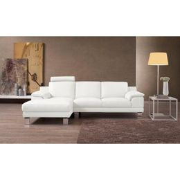Egoitaliano Ecksofa &raquo;Shakira, Design & Sitzkomfort auf hohem Niveau, Breite 236cm, L-Form&laquo; mit Recamiere, L-Form, edle F&uuml;&szlig;e wei&szlig; Leder &raquo;BULL&laquo; (echtes Rindsleder).