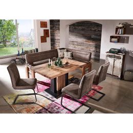 K+w Komfort & Wohnen K+W Komfort & Wohnen Eckbankgruppe &raquo;Floyd&laquo; Set, 5 Stk. tlg. Stauraum-Eckbank, wahlweise rechts oder links langer Schenkel 203cm braun B/H/T: 203cm x 