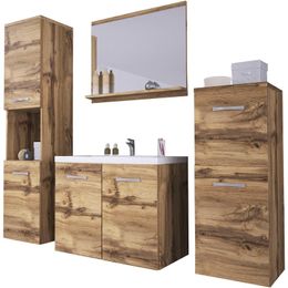Welltime Badm&ouml;bel-Set &raquo;PARLA&laquo; Komplett-Set, 5 Stk. tlg. braun Holzwerkstoff B/H/T: 120cmcm x 133cmcm x 34,5cmcm