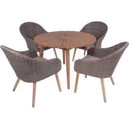 Garden Pleasure Garten-Essgruppe &raquo;, Tischgruppe &raquo;FREMONT/PUEBLO Set 01&laquo;&laquo; Set, 4 Sessel, Tisch LxB: 110x110 cm, inkl Auflagen braun Kissenbezug: 100% Polyester 