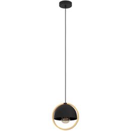 Eglo H&auml;ngeleuchte &raquo;Callow H&auml;ngelampe, Pendelleuchte, Esszimmerlampe, Metall, Holz, E27&laquo; E27 1 Stk. H&auml;ngeleuchte schwarz, braun 1X40W H:110 &Oslash; 23 cm 