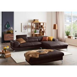 W.Schillig Polsterhocker &raquo;piedroo, Designsofa mit tollem Sitzkomfort, bequem, L-Form&laquo; F&uuml;&szlig;e in Silber matt braun Longlife Xtra-Leder Z69: Das 