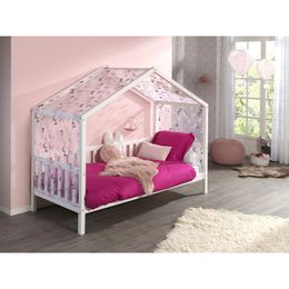 Vipack Hausbett &raquo;Dallas, mit Dachaufbau, Kiefer massiv, stabil gebaut&laquo; B/H/T ca. 210x170x97cm, mit Sprossenumrandung, wahlweise mit oder ohne Bettschublade 