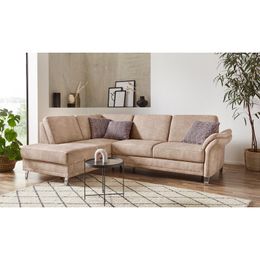 Sit & More sit&more Ecksofa &raquo;Clio L-Form&laquo; wahlweise mit Schlaffunktion und Bettkasten, inklusive Federkern beige B/H/T: 254cm x 89cm x 190cm, Microfaser, 