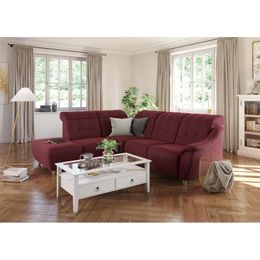 Home Affaire Ecksofa &raquo;Boston L-Form&laquo; Kopfteilverstellung an jeder Sitzfl&auml;che, wahlweise Relaxfunktion rot Struktur (100% Polyester);Luxus-Microfaser 