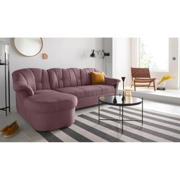 DOMO collection Ecksofa &raquo;Papenburg, zeitlose R&uuml;ckensteppung, elegante Formensprache, L-Form&laquo; in gro&szlig;er Farbvielfalt, wahlweise mit Bettfunktion lila 