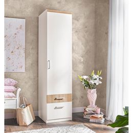 Priess Kleiderschrank wei&szlig; Holzwerkstoff B/H/T: 48cm x 193cm x 56cm, T&uuml;ren: 1 Stk.