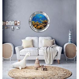 queence Wandsticker &raquo;3D Bullauge Illusion Unterwasserwelt Korallen 40x40 cm&laquo; Selbstklebender Wanddurchbruch Unterwasser bunt Vinyl &Oslash; 40cm