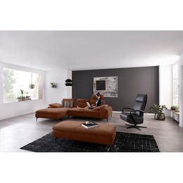 W.Schillig Ecksofa &raquo;valentinoo, Designsofa, bequem, elegant und zeitlos, L-Form&laquo; inklusive Hocker, mit Sitztiefenverstellung, Breite 299 cm braun 