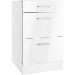 KOCHSTATION Unterschrank &raquo;KS-Milan&laquo; Auszugschrank 50 cm, matte oder hochgl&auml;nzende Fronten wei&szlig; MDF wei&szlig;, B/H/T: 50cm x 82cm x 60cm, Schubladen: 1 Stk.