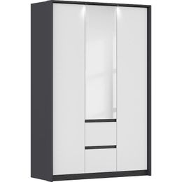 Rauch Dreht&uuml;renschrank &raquo;Mainz mit Spiegel und Passepartout&laquo; optional mit Beleuchtung, Au&szlig;ent&uuml;ren mit Push-to-Open Funktion grau Holzwerkstoff B/H/T: 