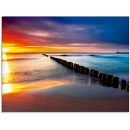 Artland Glasbild &raquo;Ostsee mit sch&ouml;nem Sonnenaufgang&laquo; Strand 1 Stk. tlg. in verschiedenen Gr&ouml;&szlig;en blau B/H/T: 60cm x 45cm, Glasbild Strand, 1 Stk.