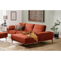 W.Schillig Ecksofa &raquo;run, Designsofa mit tollem Sitzkomfort, bequem, L-Form&laquo; mit Holzsockel, F&uuml;&szlig;e in Schwarz pulverbeschichtet, Breite 299 cm orange 