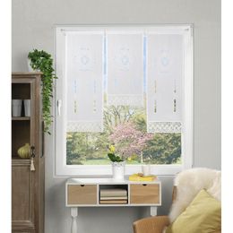 Home Wohnideen Vorhang &raquo;ALEGRA&laquo; Stangendurchzug 3 Stk. tlg. 3 teiliger Fensterbehang bestickt wei&szlig; Polyester 80cm, Stangendurchzug, 30cm