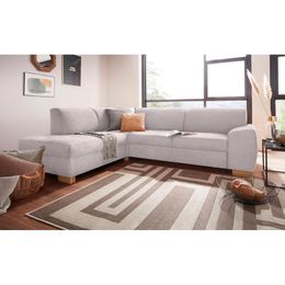 DOMO collection Ecksofa &raquo;Incanto kubische Formensprache, komfortabel, L-Form&laquo; wahlweise mit Bettfunktion grau B/H/T: 260cm x 81cm x 195cm, Struktur 