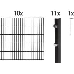 Alberts Doppelstabmattenzaun &raquo;Grundset&laquo; H&ouml;he: 80-200 cm, Gesamtl&auml;nge: 4-30 m, zum Einbetonieren Stahl H/L: 80cm x 20m