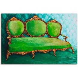Artland Leinwandbild &raquo;Sofa gr&uuml;n&laquo; Innenarchitektur 1 Stk. tlg. auf Holzrahmen gespannt gr&uuml;n Leinwand B/H/T: 90cm x 60cm, Leinwandbild Innenarchitektur 