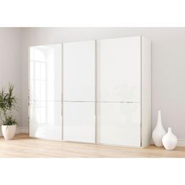Musterring Schwebet&uuml;renschrank &raquo;Imola W&laquo; inkl. Einlegeb&ouml;den und Kleiderstangen, mit Glast&uuml;ren und Aufleistungen wei&szlig; Floatglas, Holzwerkstoff B/H/T: 278,9cm x 
